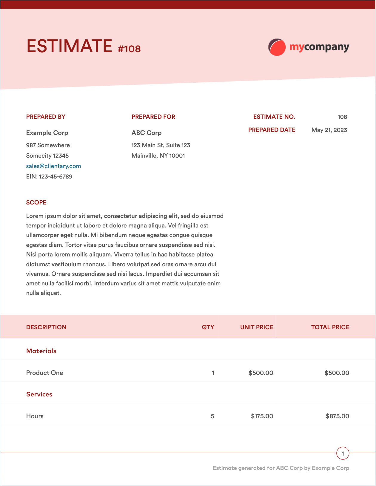 Free Estimate Templates - Customizable with HTML and CSS - Download ...